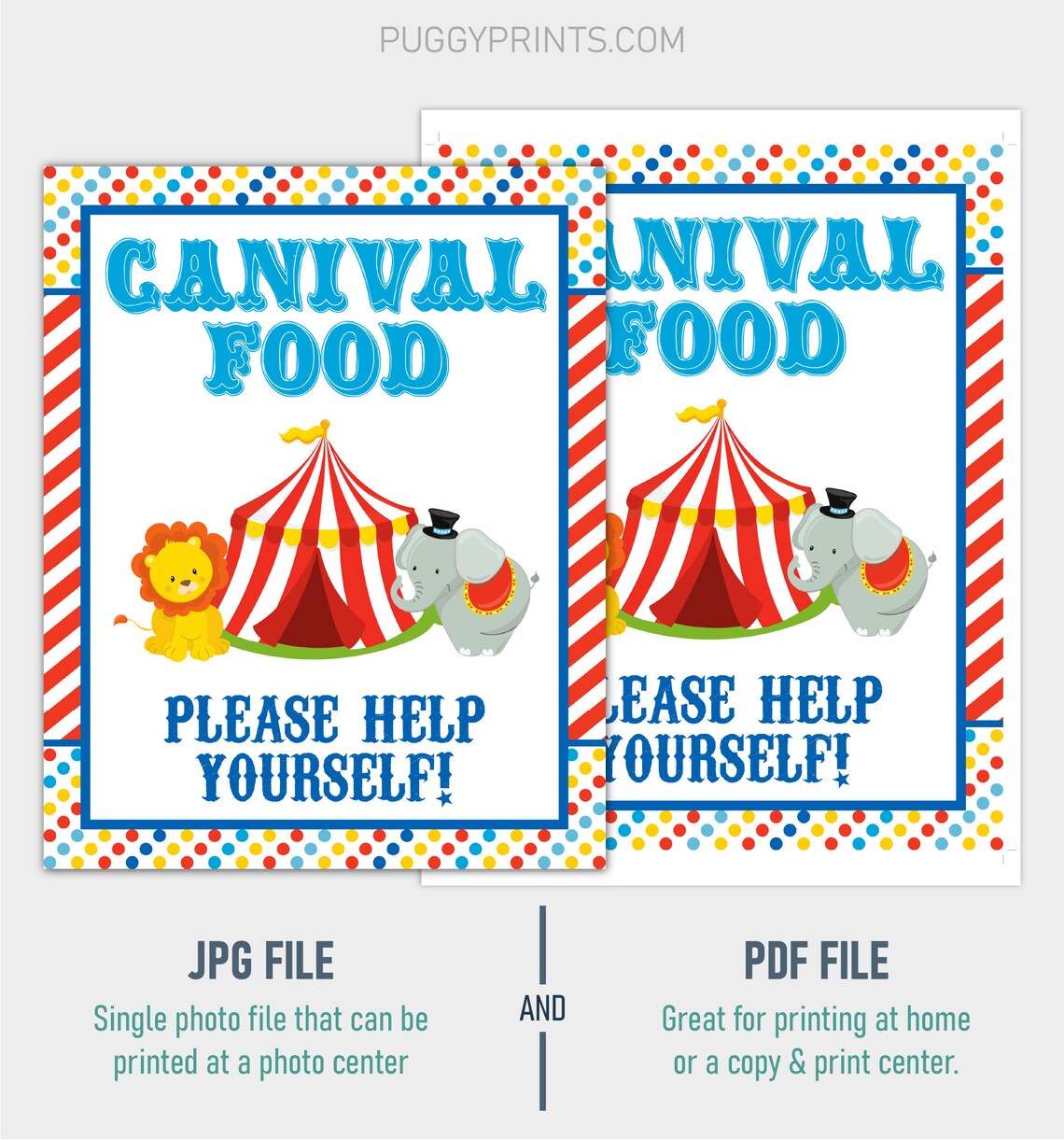 Carnival Food Sign Printable Circus Birthday Party Sign - Etsy