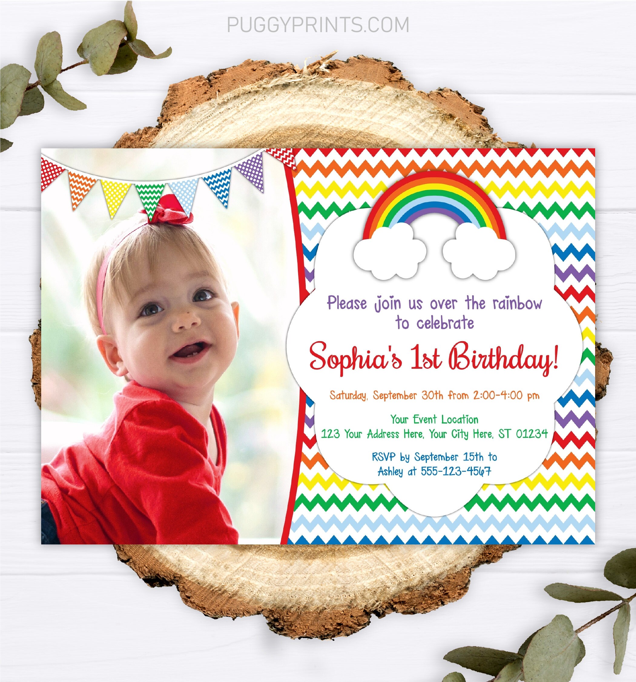 Rainbow Birthday Invitation Rainbow Invitation Colorful | Etsy