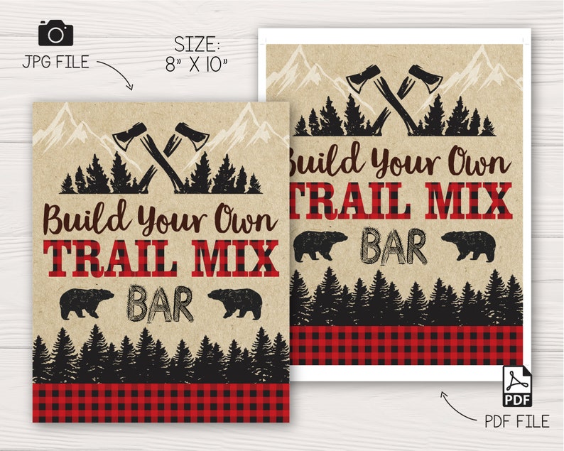 Lumberjack Trail Mix Bar Party Sign Printable Instant | Etsy