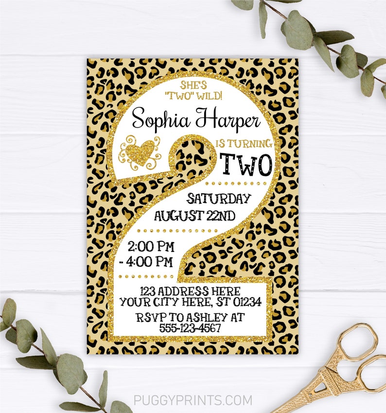 Cheetah Birthday Invitation Cheetah 2nd Birthday Invitations | Etsy