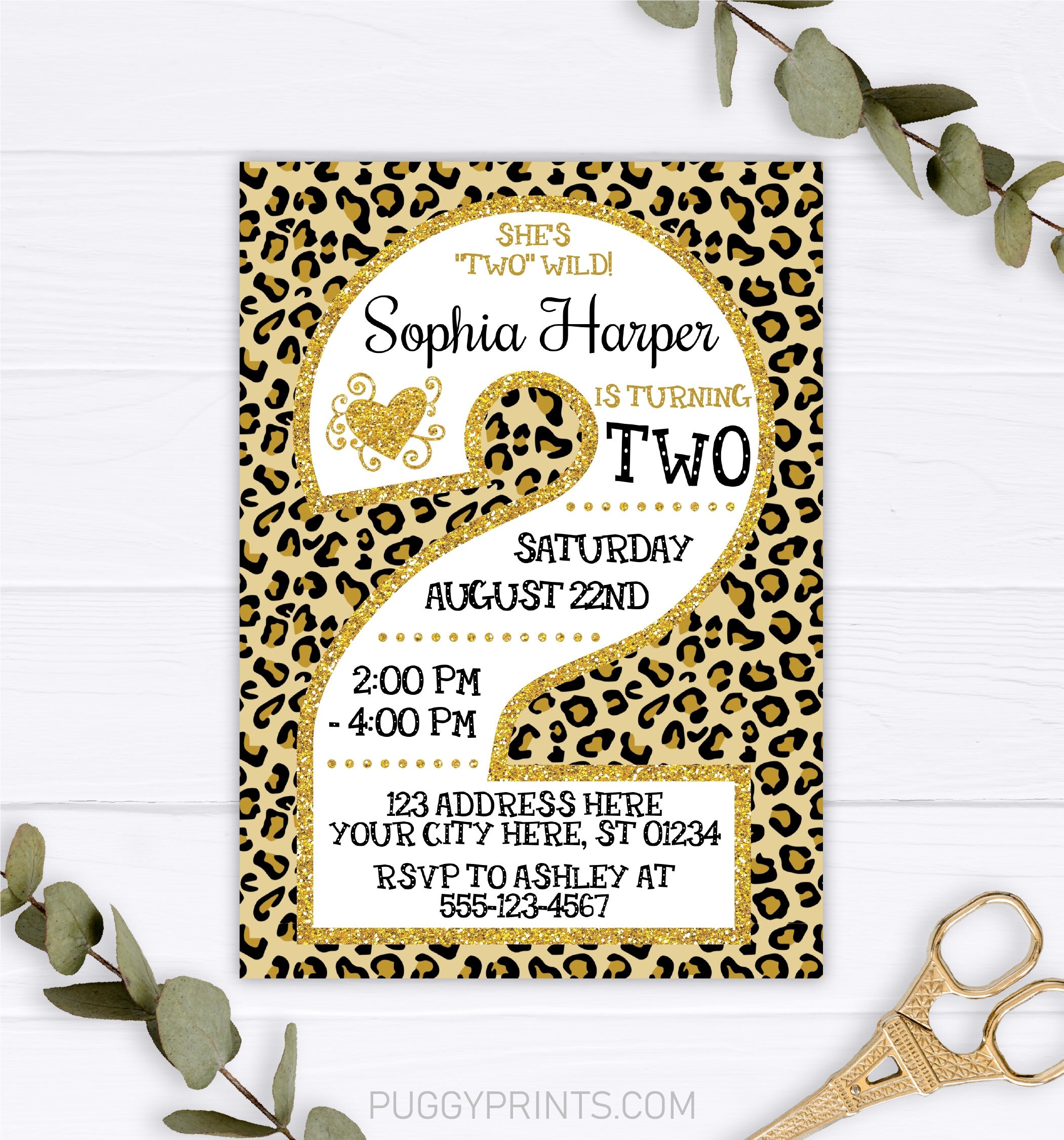Cheetah Birthday Invitation Cheetah 2nd Birthday Invitations | Etsy