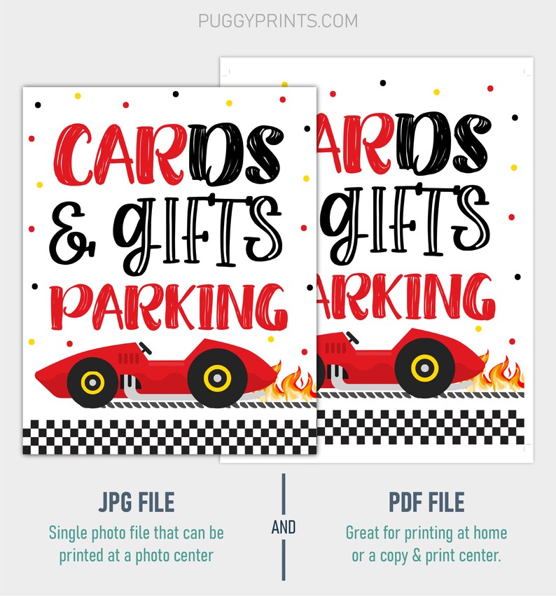 Race Car Cards and Gifts Parking Sign Printable Racing - Etsy