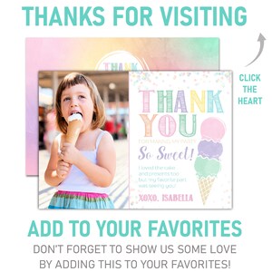 Ice Cream Birthday Thank You Card, Editable Ice Cream Thank You Card ...