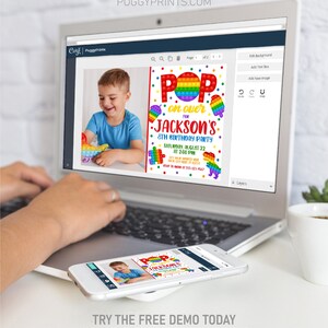 Pop It Birthday Invitation Editable Pop It Invitation - Etsy
