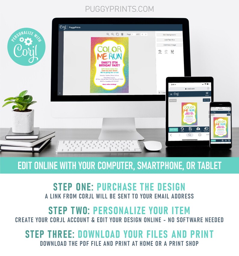 Color Run Invitation Editable Color Run Birthday Party | Etsy