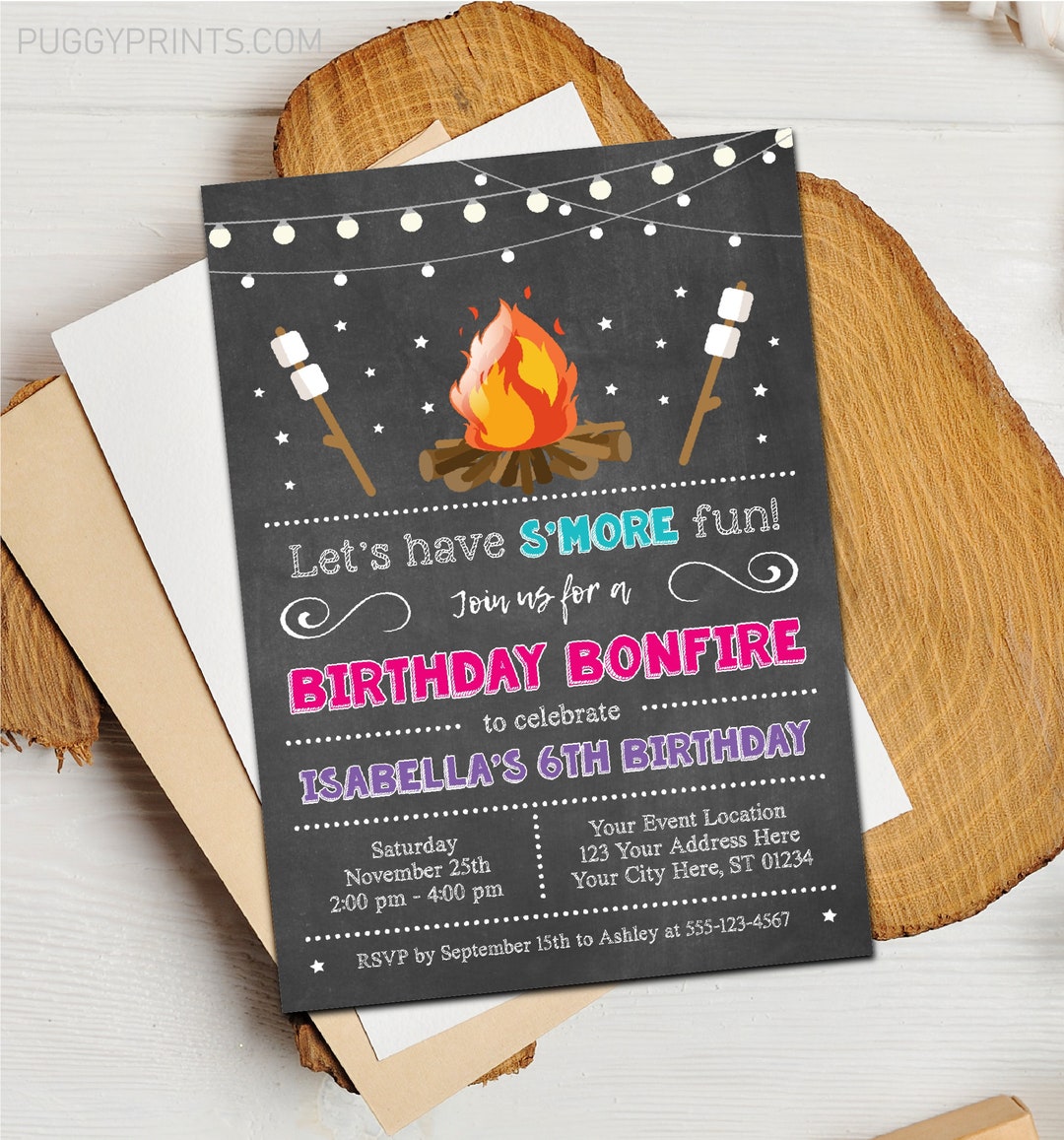 Bonfire Birthday Invitation | Editable Template Online | Instant ...