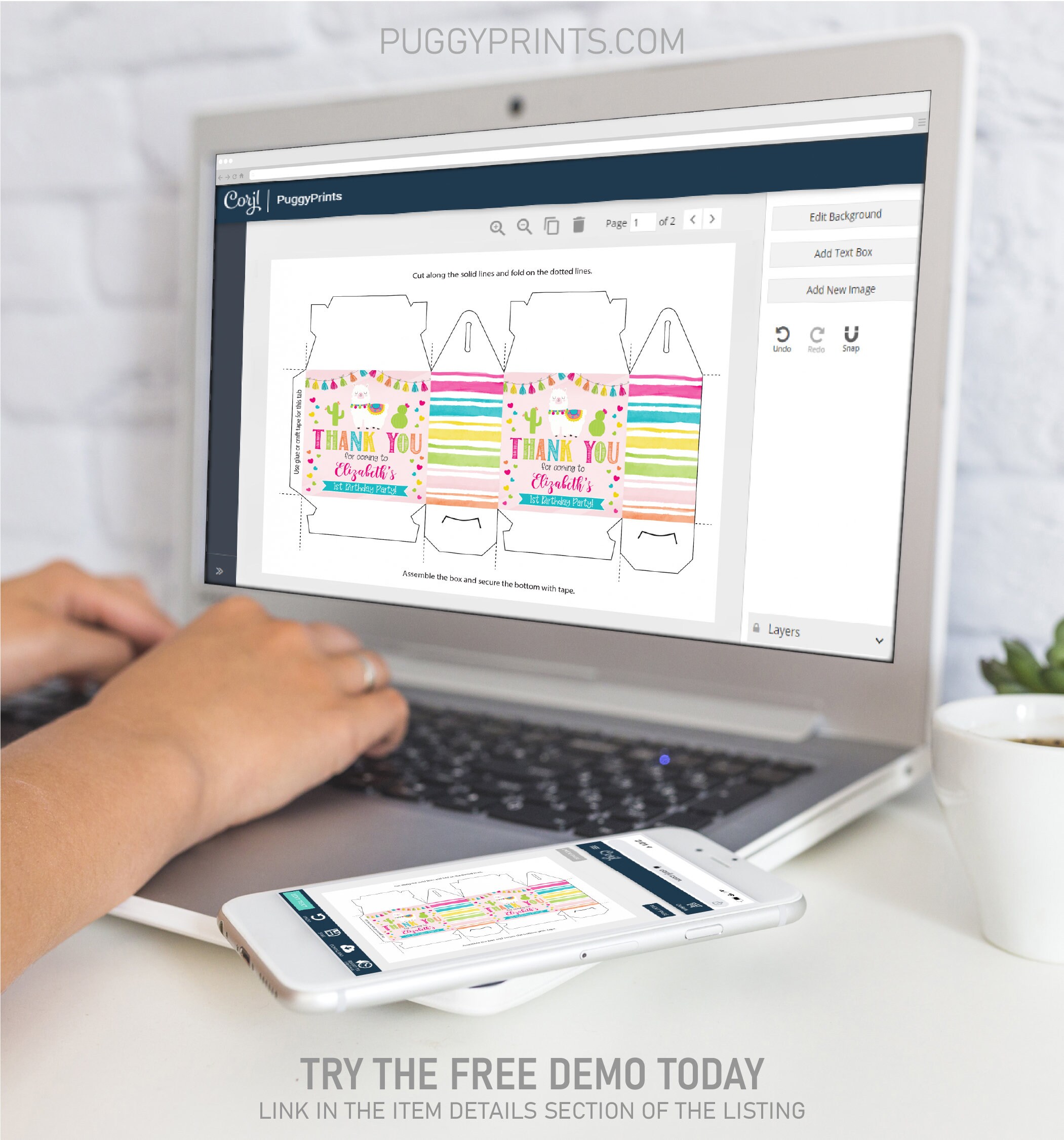 Editable Llama Party Favor Box Printable Llama Birthday Party | Etsy