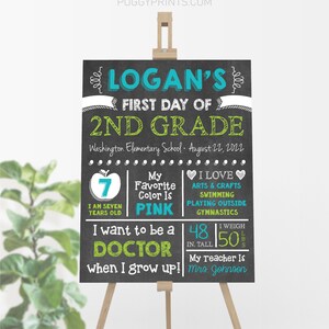 First Day of School Chalkboard Poster, Editable Back to School Poster ...