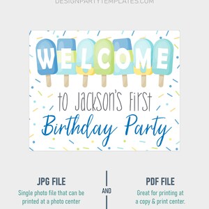 Popsicle Welcome Poster, Editable Popsicle Birthday Welcome Sign ...