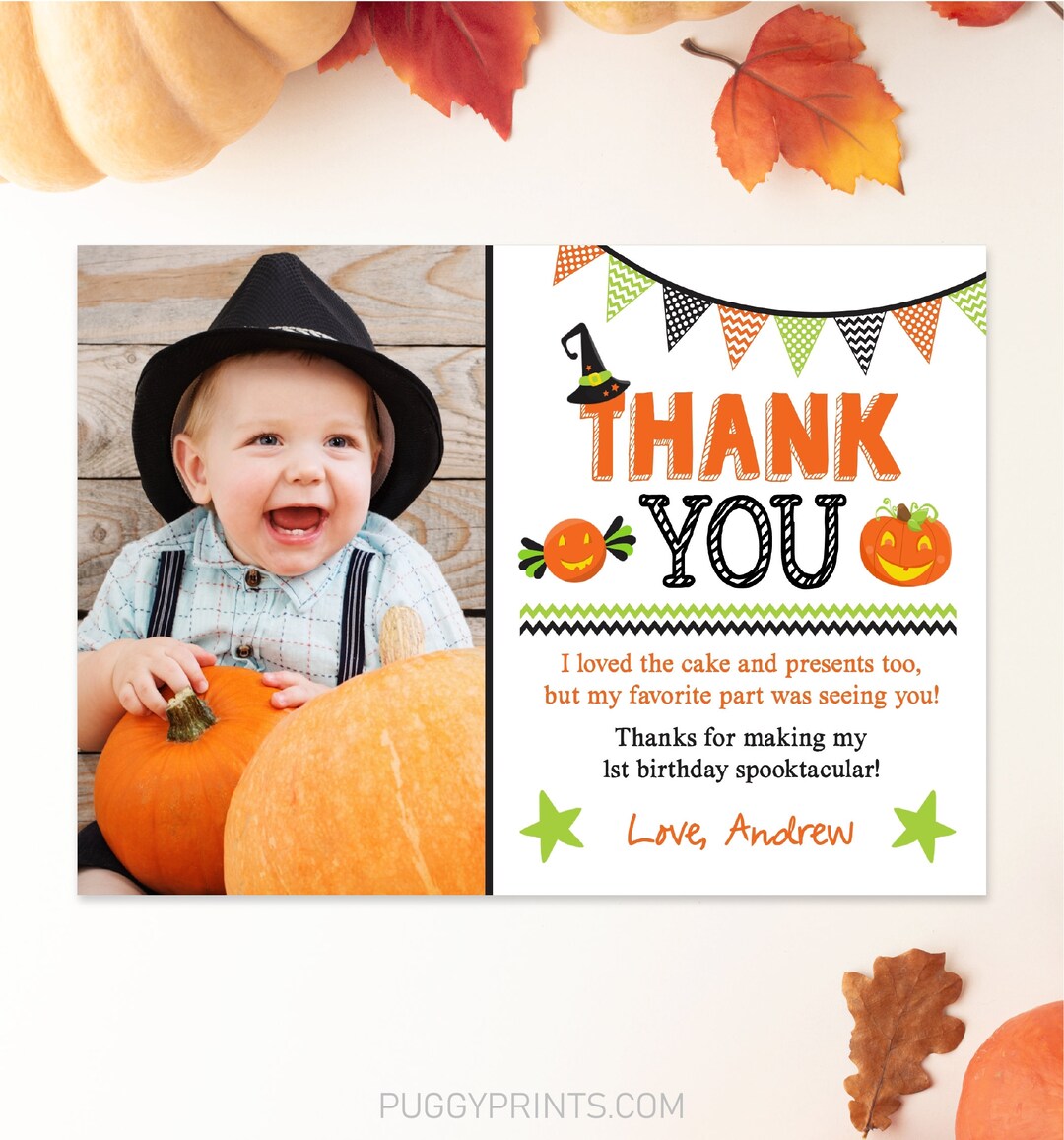 Halloween Birthday Thank You Card Editable Halloween Thank - Etsy