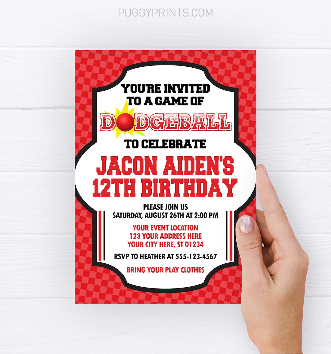 Dodgeball Birthday Invitation, Editable Dodgeball Invitation Template ...