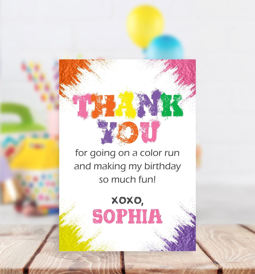 Color Run Thank You Card, Editable Color War Thank You Template ...