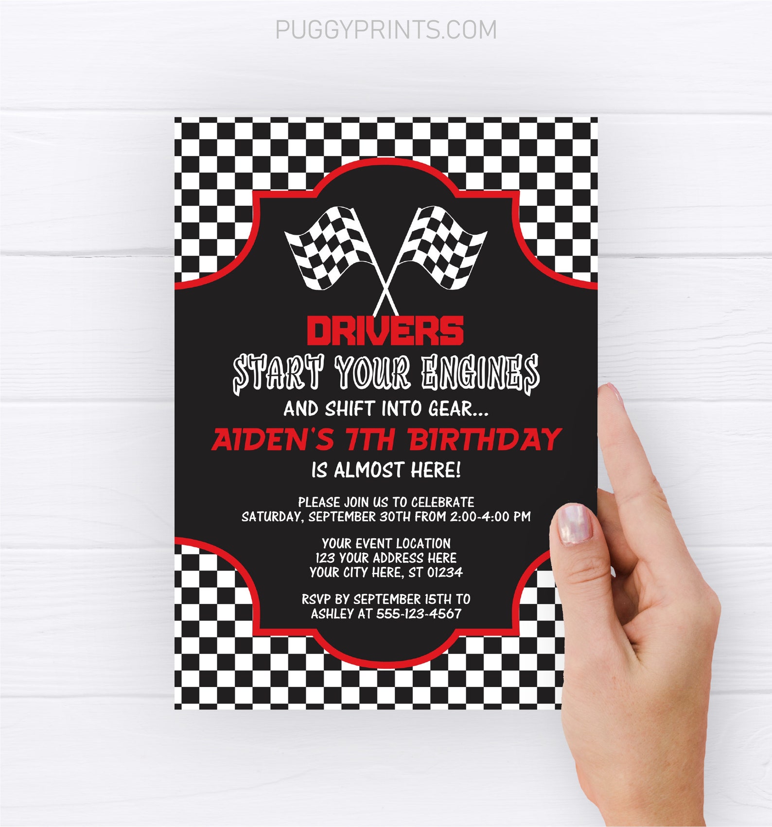 Racing Birthday Invitation Editable Racing Invitation - Etsy