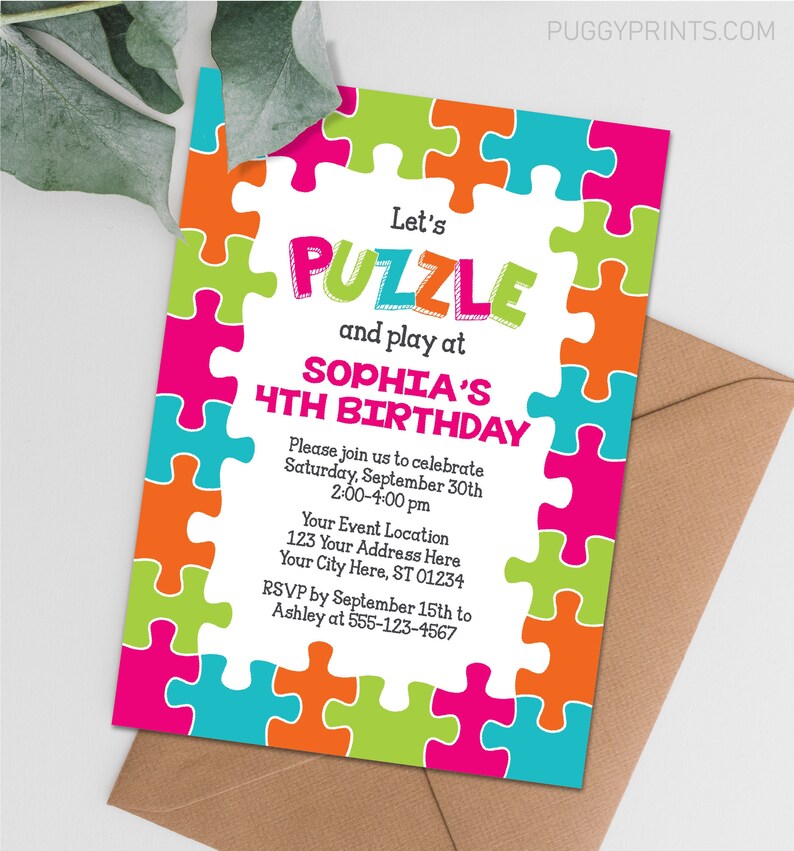 Puzzle Birthday Invitation Editable Puzzle Invitation Puzzle - Etsy
