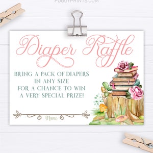 Storybook Diaper Raffle Cards, Printable Story Book Baby Shower Diaper ...