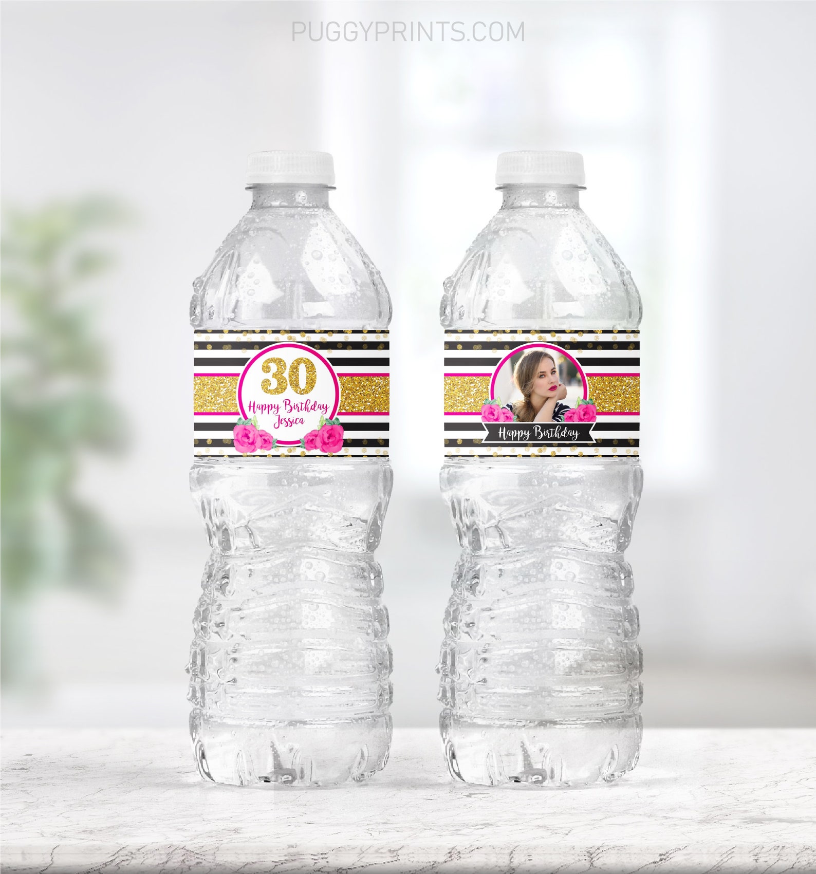 Floral Birthday Water Bottle Labels Editable Template Online | Etsy