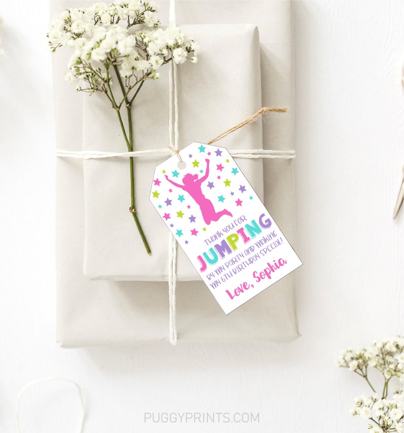 Jump Favor Tags Jump Birthday Party Favors Girl Jump Party - Etsy