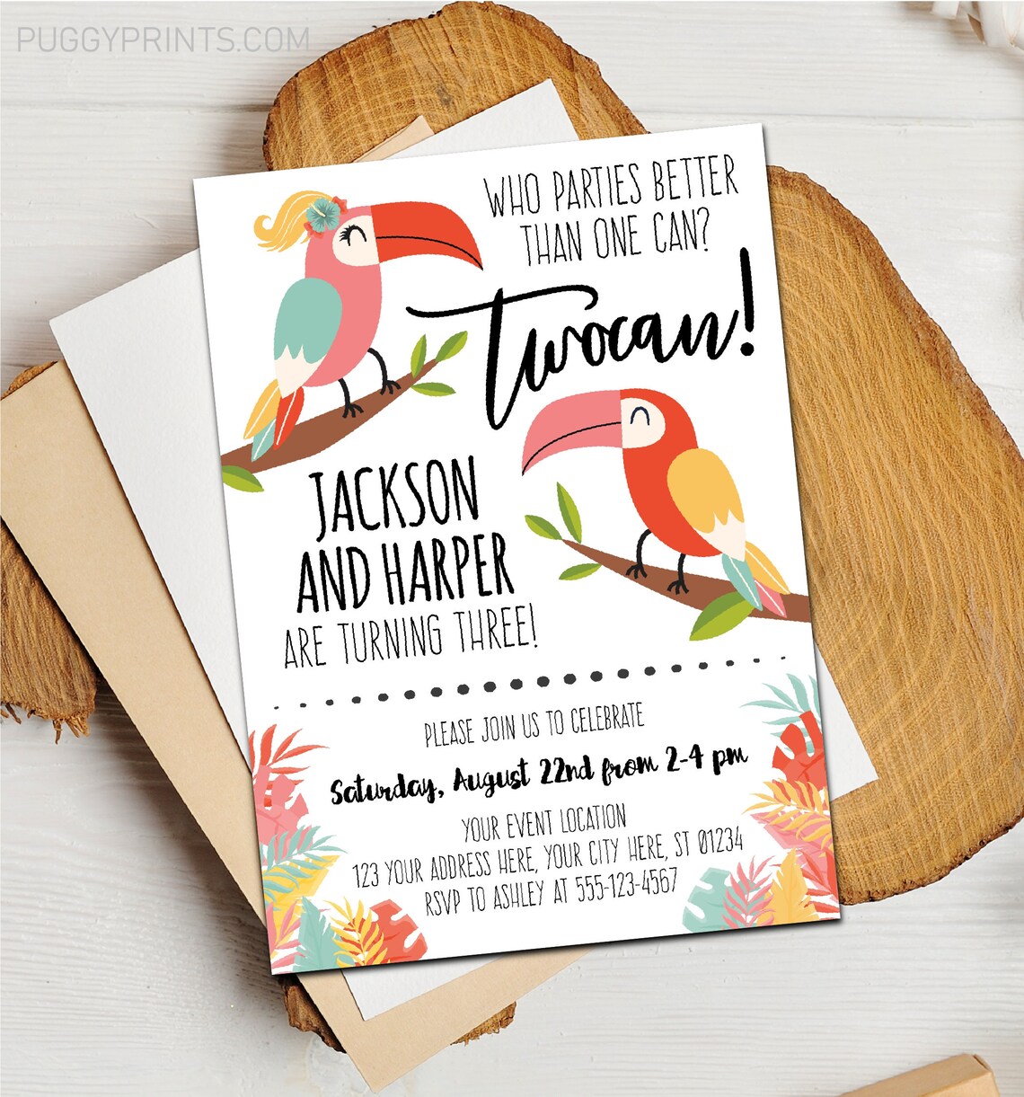 Toucan Birthday Invitation Editable Twocan Invitation - Etsy