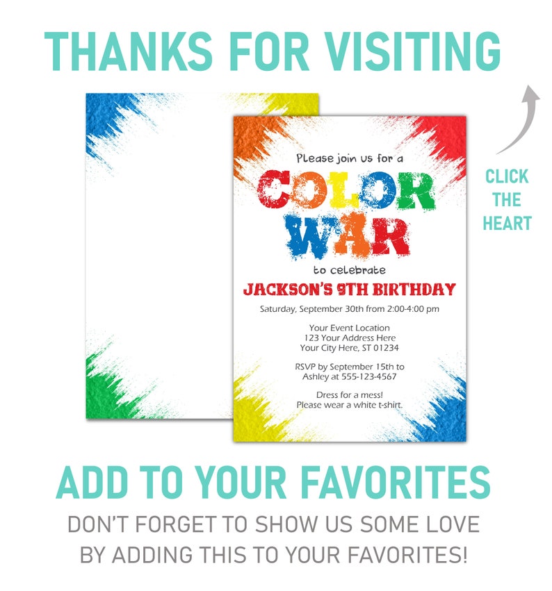 Color War Birthday Invitation Editable Template Online - Etsy