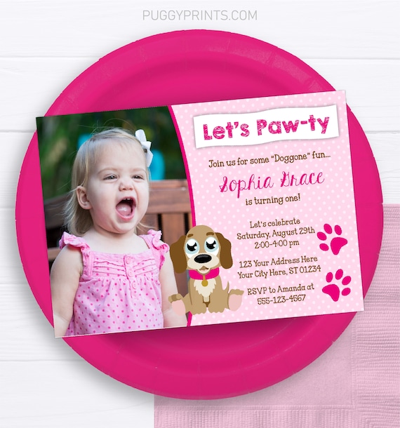 Puppy Dog Birthday Invitation, Editable Dog Invitation Template ...