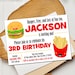 Burger and Fries Birthday Invitation, Editable Hamburger and French ...