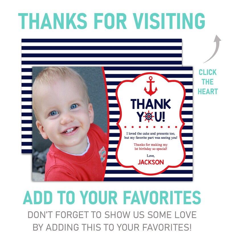 Nautical Birthday Thank You Card Editable Nautical Thank You - Etsy