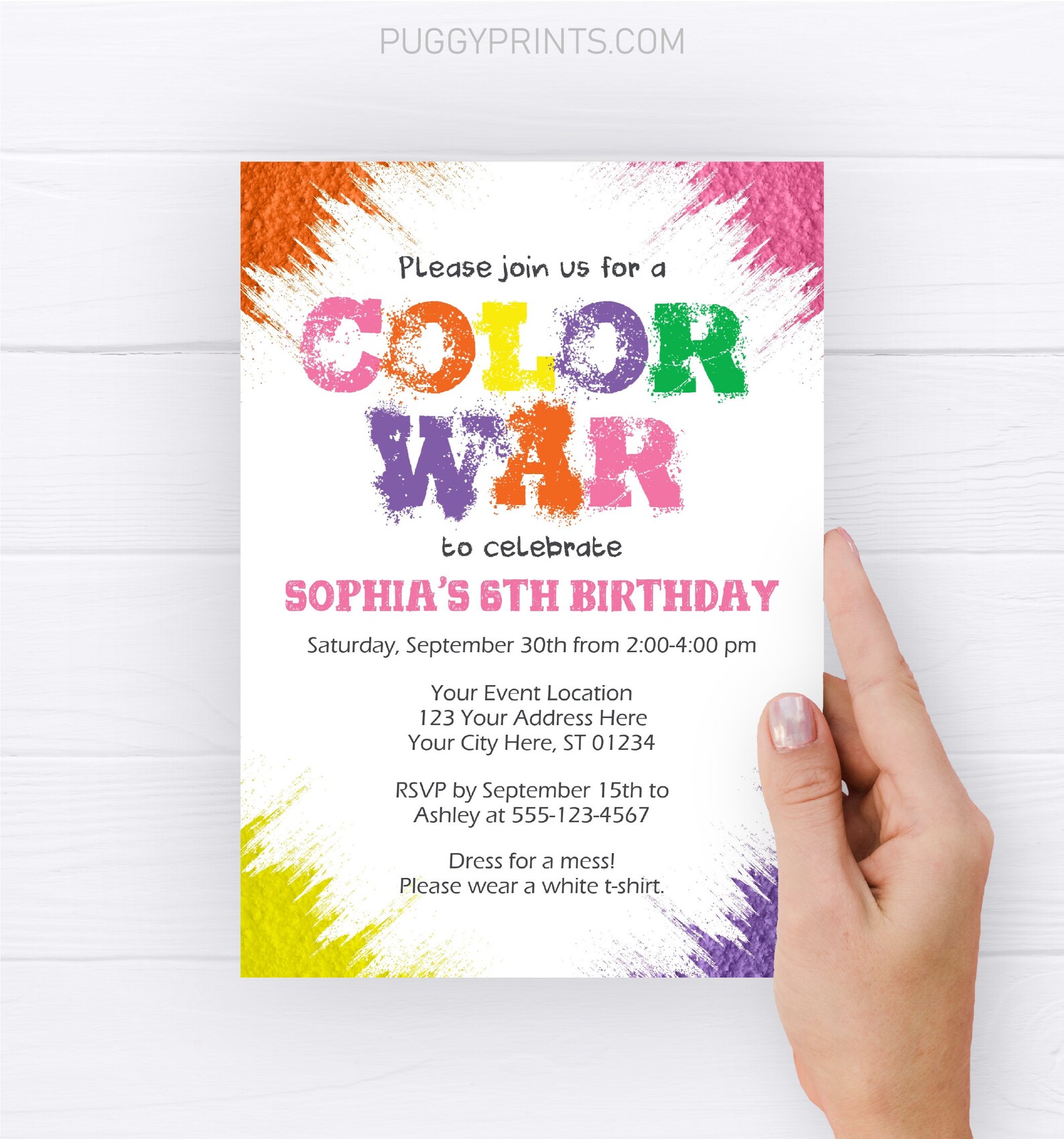 Color War Birthday Invitation Editable Template Online - Etsy