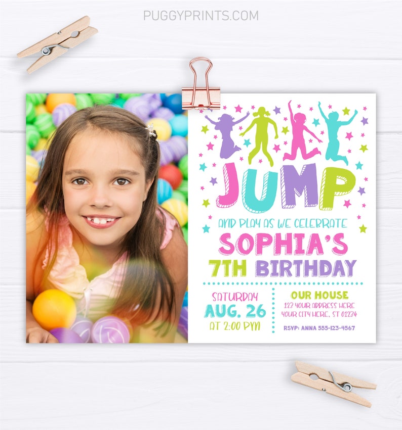 Jump Birthday Invitation Editable Jump Invitation Template | Etsy