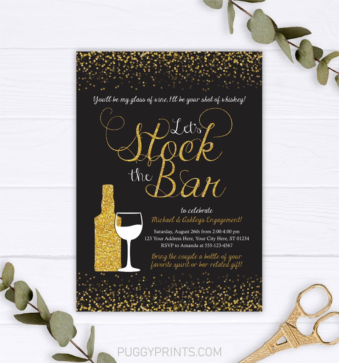 Stock the Bar Invitation, Editable Stock the Bar Engagement Party ...