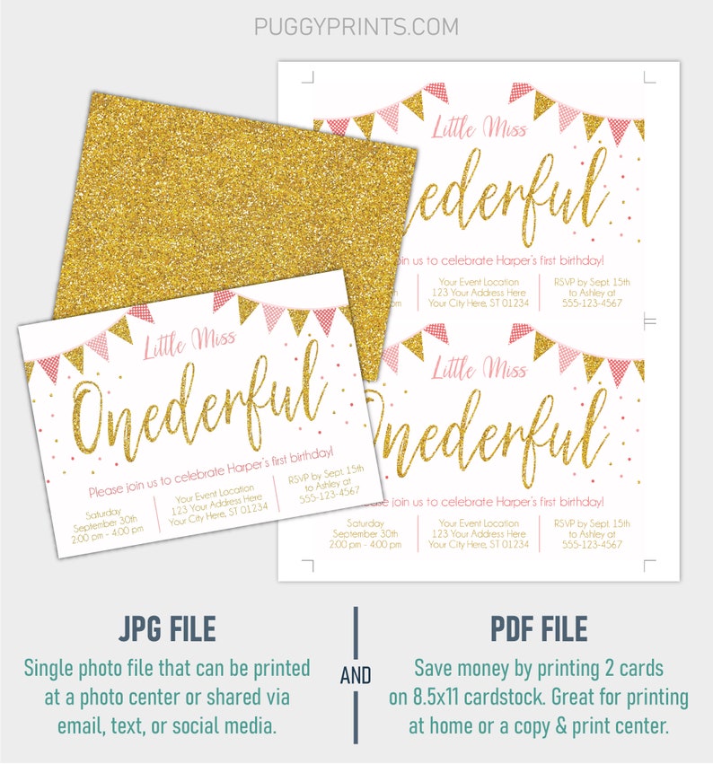 Miss Onederful Birthday Invitation Editable Little Miss - Etsy