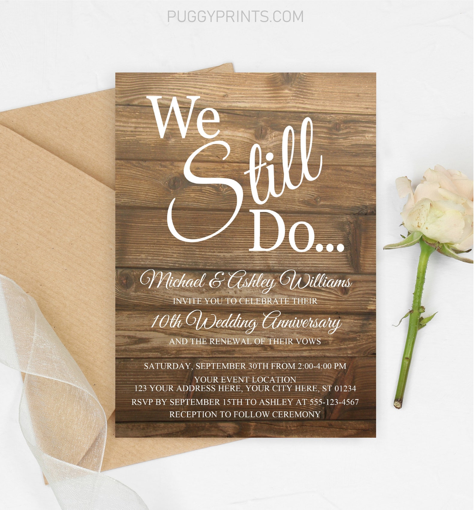 Rustic Wedding Vow Renewal Invitation Editable We Still Do - Etsy