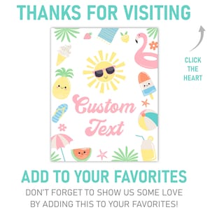 Fun in the Sun Birthday Party Sign Editable One in the Sun Custom Sign ...