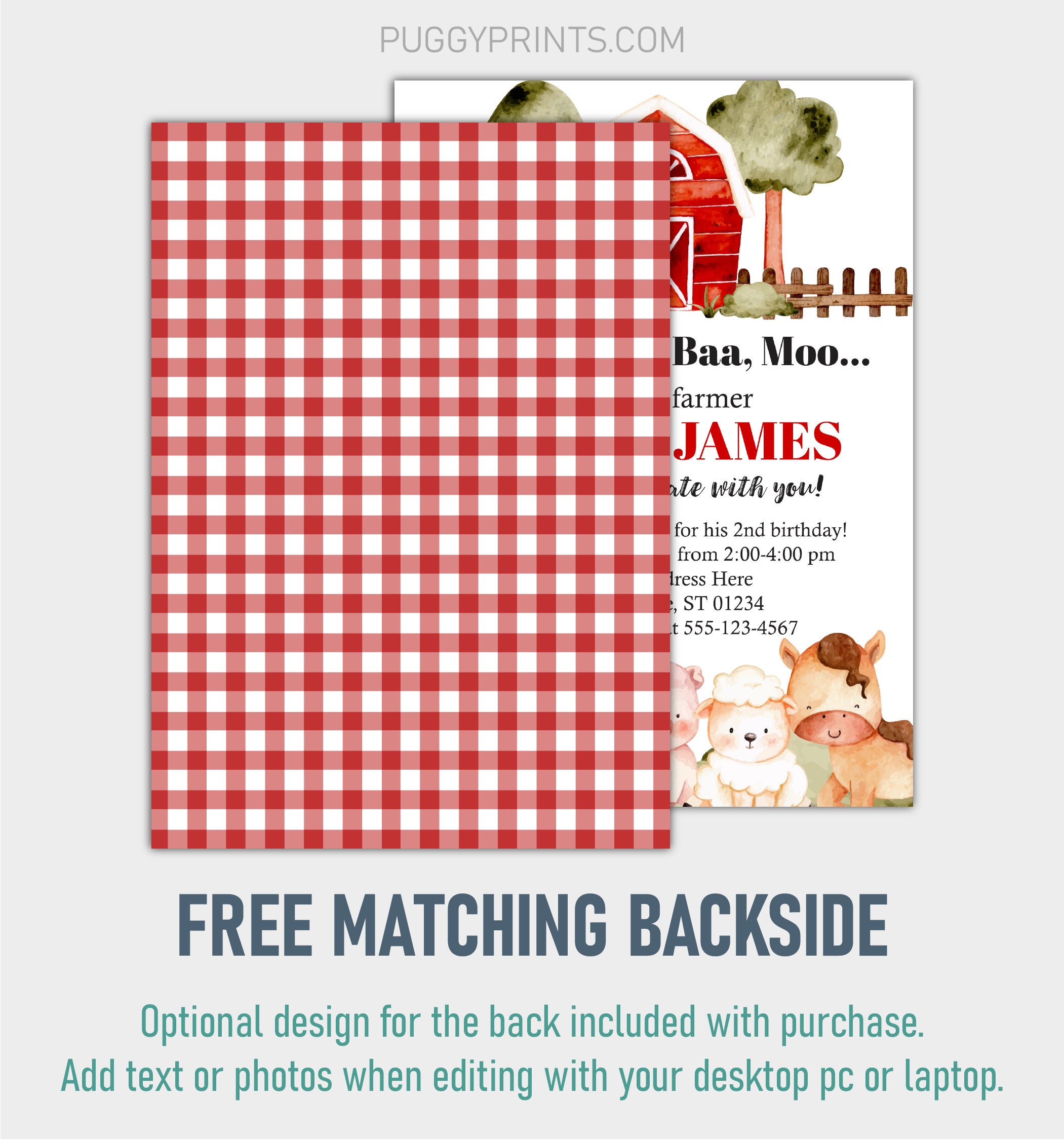 Farm Birthday Invitation Editable Farm Invitation Template | Etsy