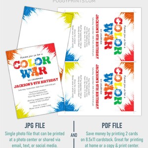 Color War Birthday Invitation Editable Template Online - Etsy