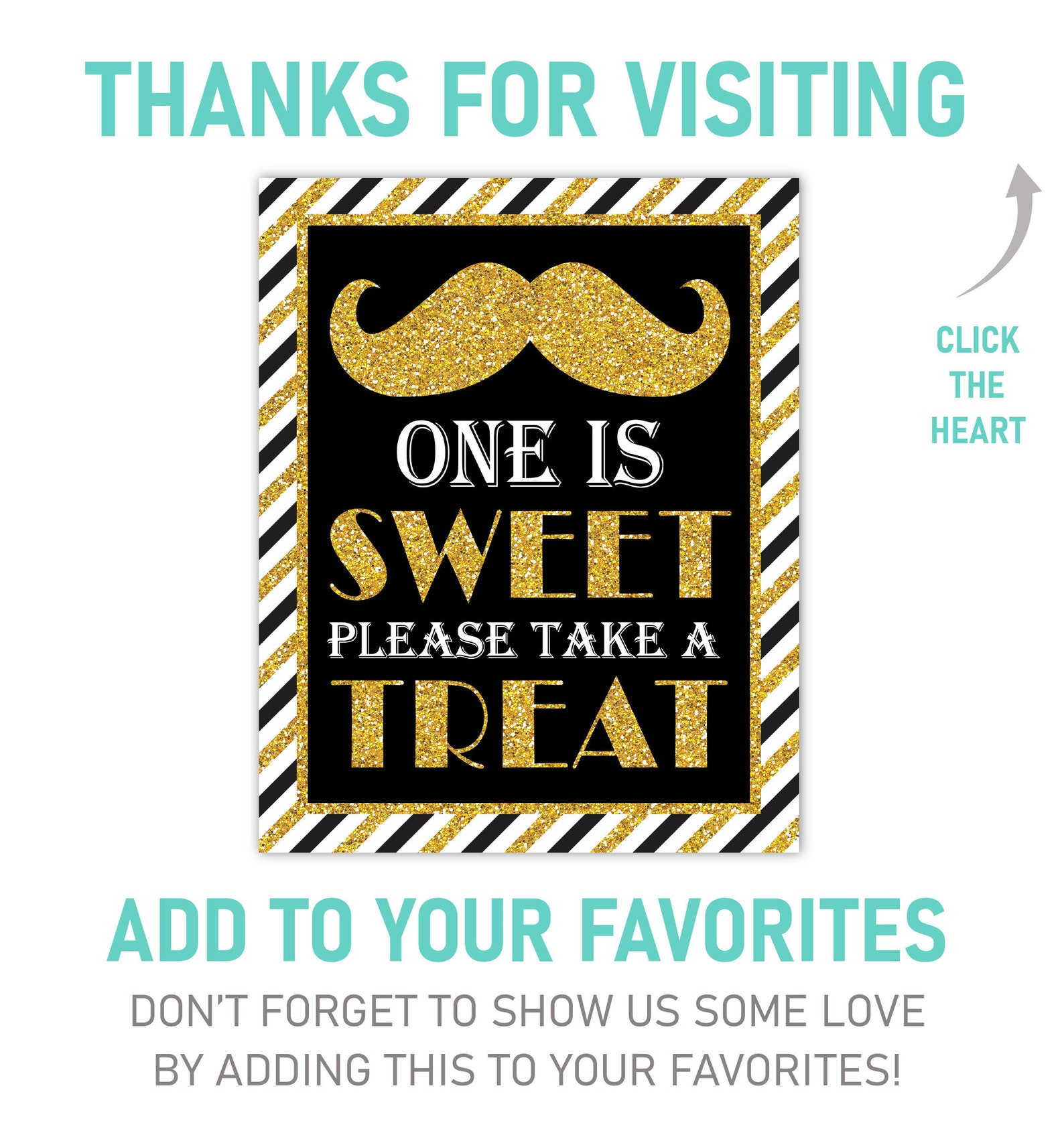 One is Sweet Take a Treat Sign Printable Mustache Party Favor - Etsy