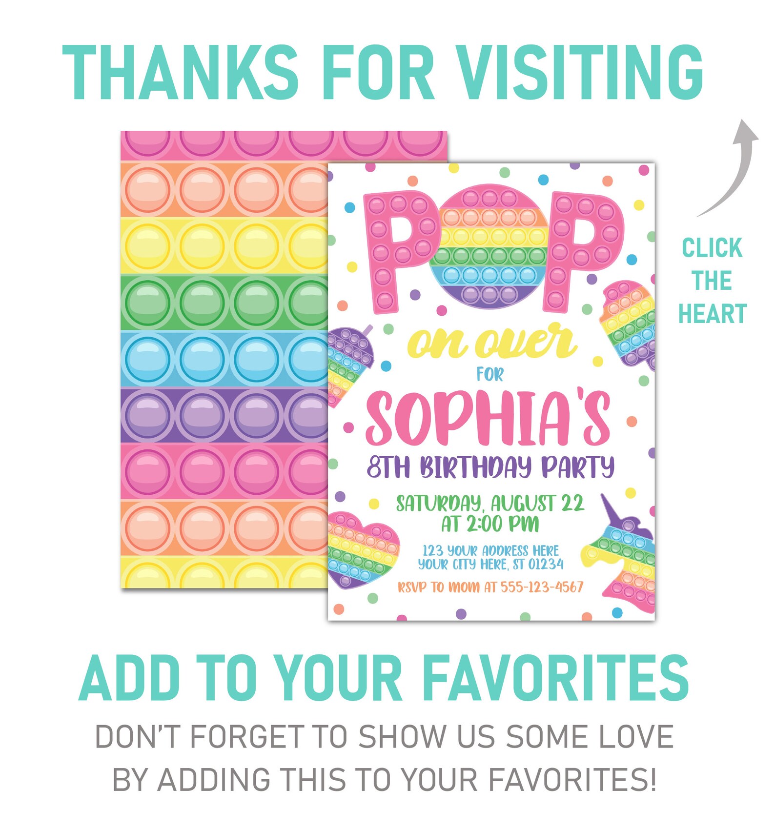 Pop It Birthday Invitation Editable Pop It Invitation | Etsy