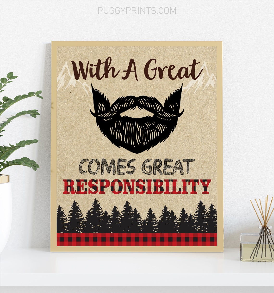 Lumberjack Party Sign Printable With A Great Beard Comes - Etsy