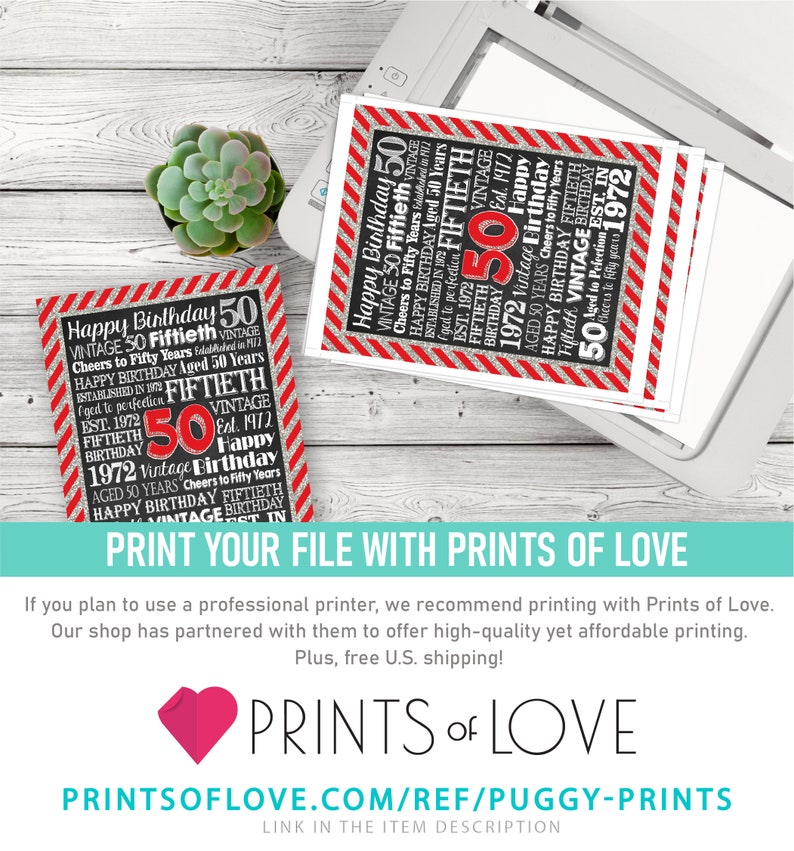 Red and Silver 50th Birthday Party Sign Fiftieth Aged to - Etsy