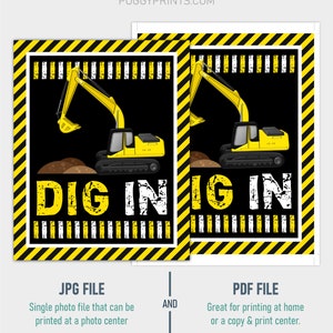 Construction Dig in Sign Printable Construction Food Table - Etsy