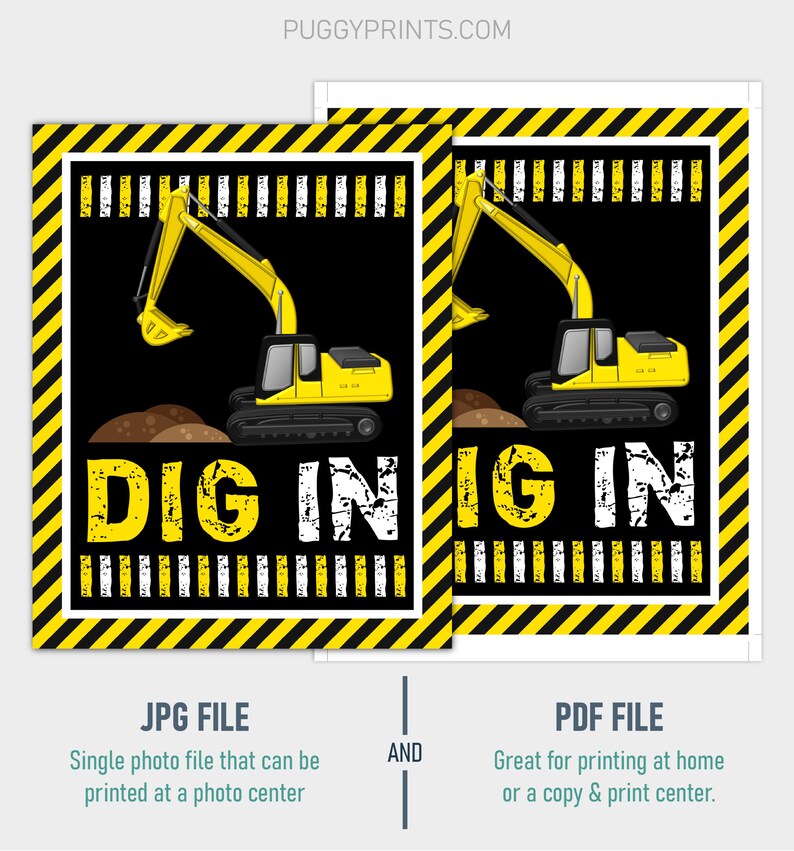 Construction Dig in Sign Printable Construction Food Table - Etsy