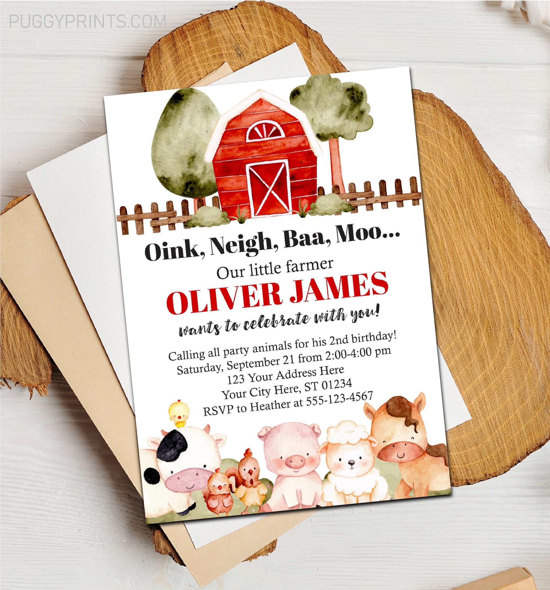Farm Birthday Invitation Editable Farm Invitation Template | Etsy