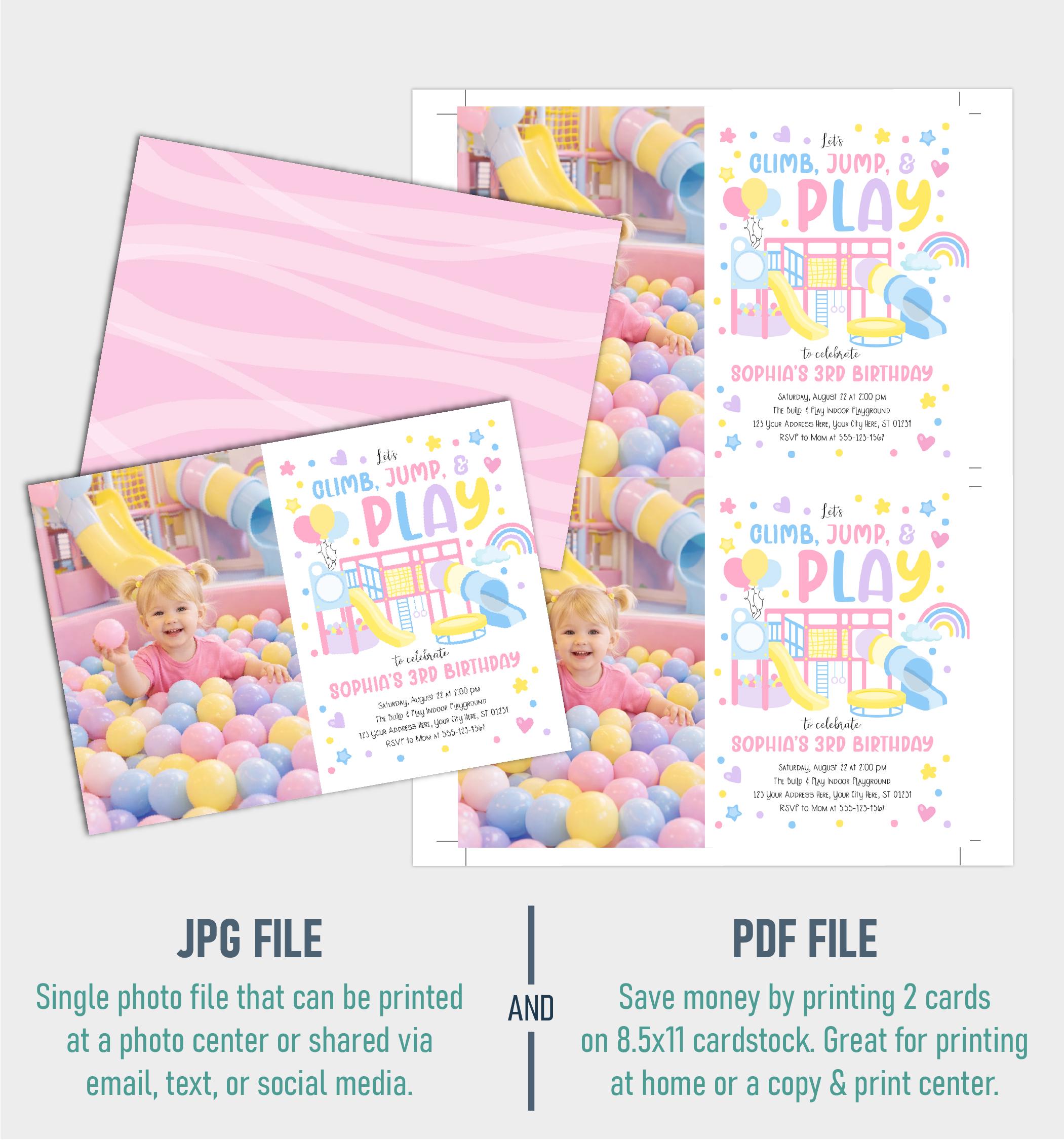 Indoor Playground Birthday Invitation Girl, 3rd Birthday Girl Invite ...