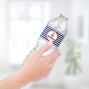 Nautical Birthday Water Bottle Labels, Nautical Water Bottle Wrappers ...