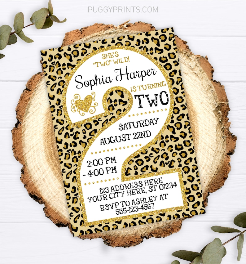 Cheetah Birthday Invitation Cheetah 2nd Birthday Invitations | Etsy