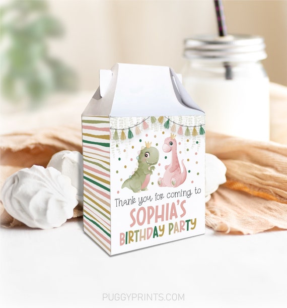 Editable Girl Dinosaur Party Favor Box, Printable Dinosaur Birthday ...