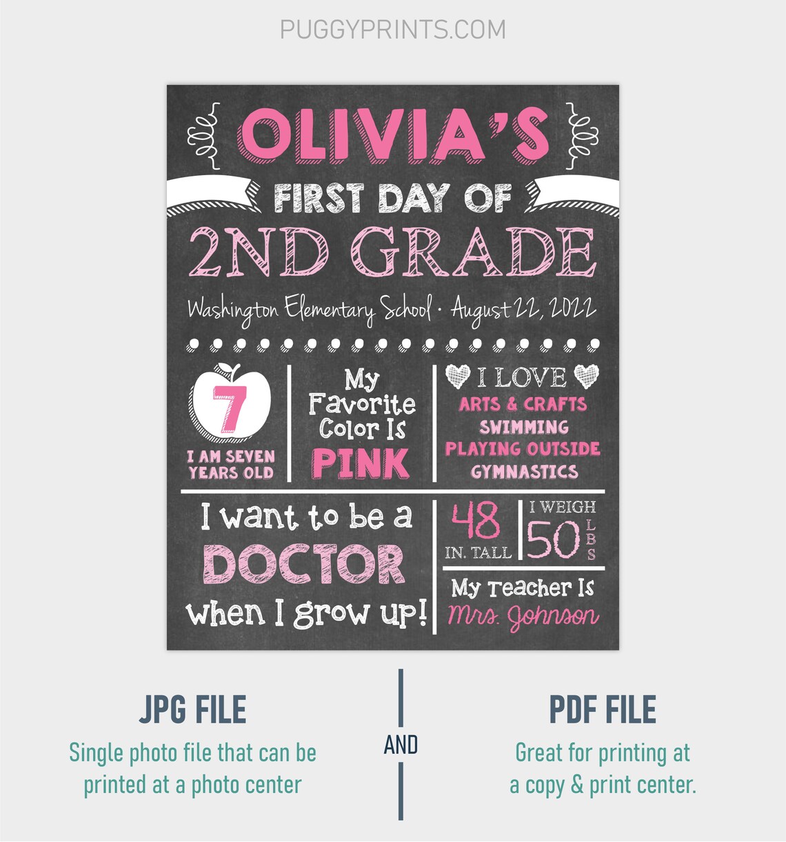 First Day of School Chalkboard Poster Editable Back to School - Etsy