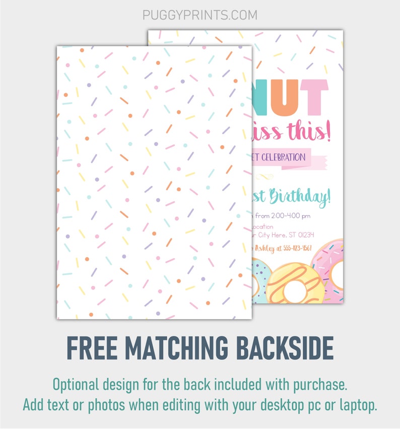 Donut Birthday Invitation Editable Donut Invitation Template - Etsy