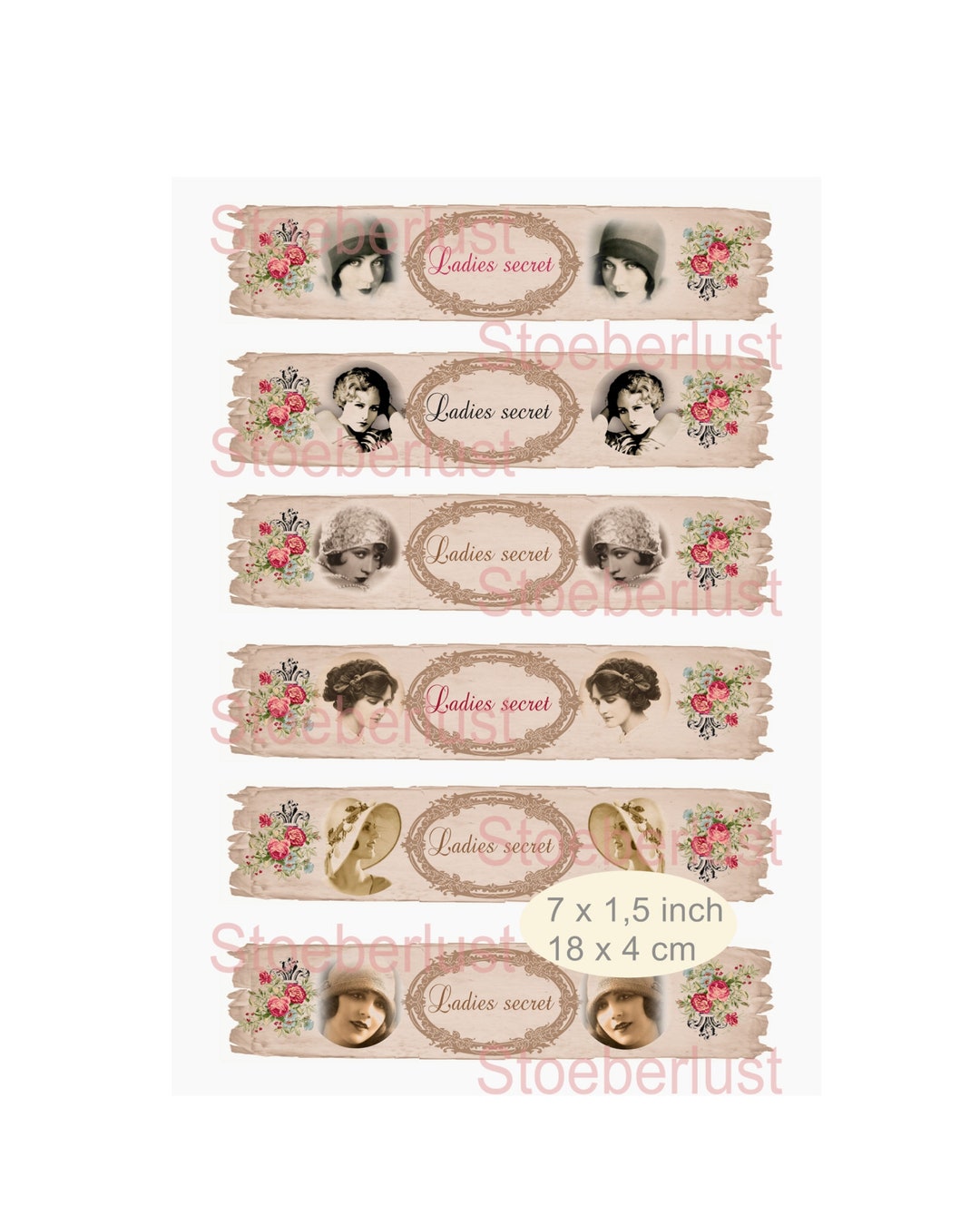 6 Banderoles Flapper Ladies Secret 18 X 4 Cm on Paper Label A - Etsy