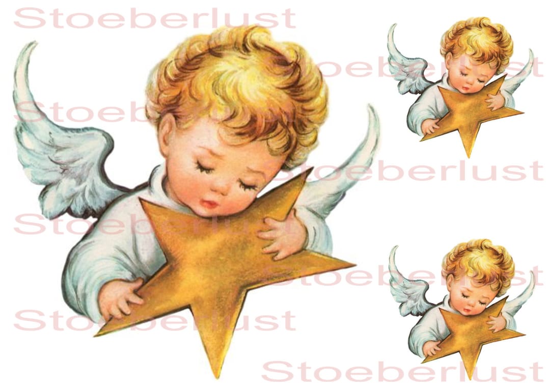 3 X Engel With Star so Sweet 1 X20 X 20,5 Cm 2 X 8x8 Cm Decal ...