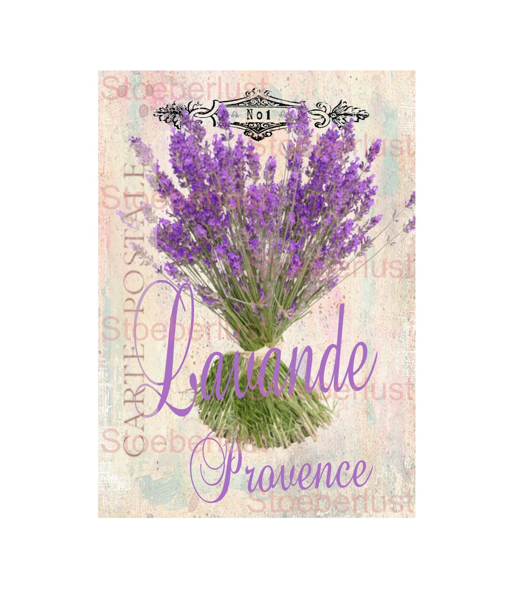 Lavender Design “lavande Provence” – Candle Foil, Rub‑on, Rice Paper or ...